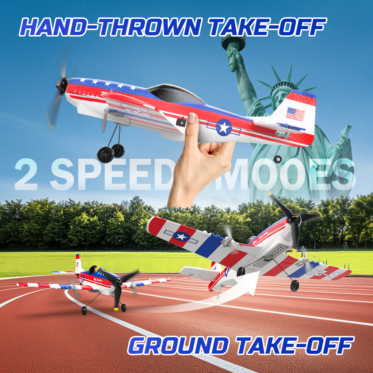 DEERC RC Plane 3 Channel P51D Mustang Remote Control Airplane Fighter