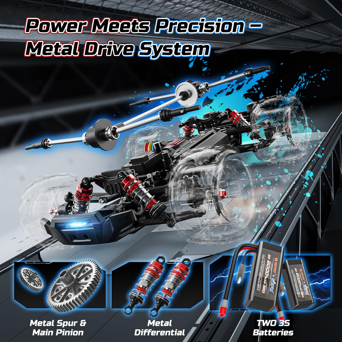 DEERC 1:14 Fast Brushless RC Car for Adults, Max 46+ mph Off-Road Truc