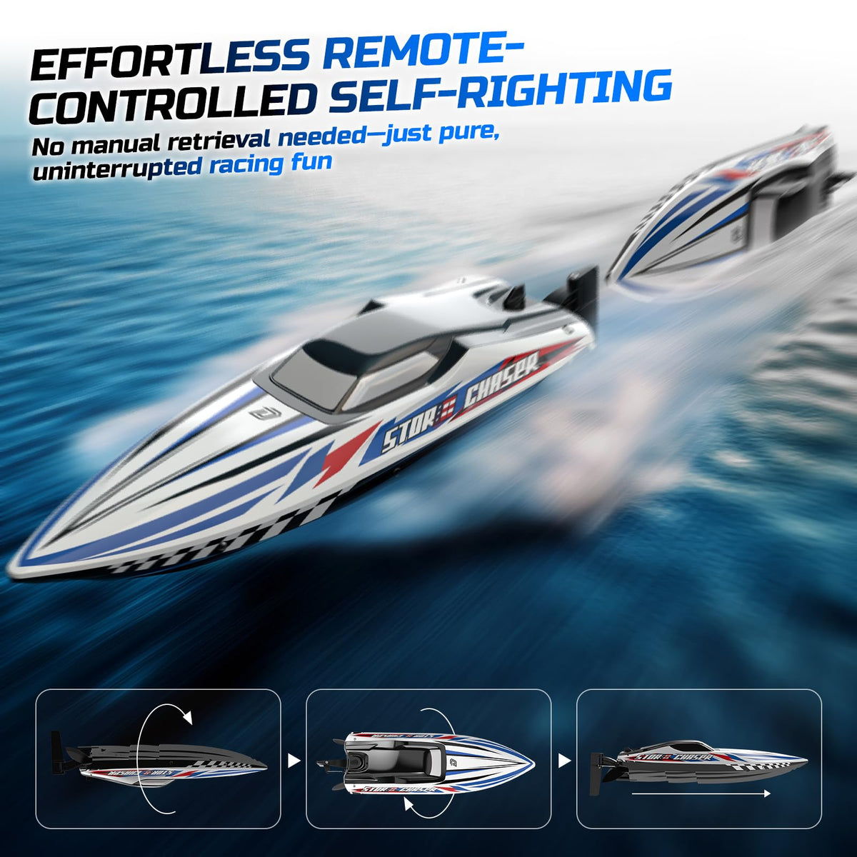 DEERC Fast Brushless RC Boat, 30+ mph 3S Remote Control Racing Boats w
